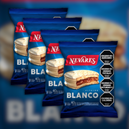 NEVARES ALFAJOR BLANCO 40G X4UNI.